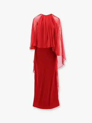 Alberta Ferretti Viscose Long Dress With Voile Cape