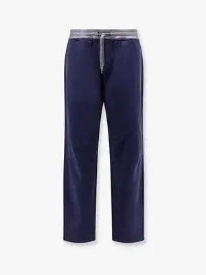 Brunello Cucinelli Cotton Sweatpants With Embroidery - Blue