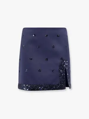 SEMICOUTURE Mini Skirt With Sequins And Rhinestones - Blue