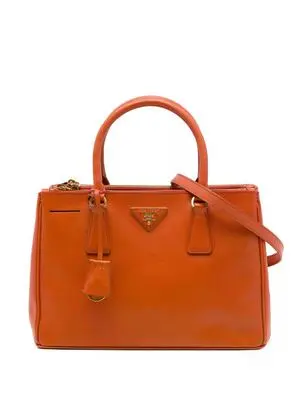 Prada 2013-2026 Small Saffiano Lux Galleria Double Zip Satchel - Orange