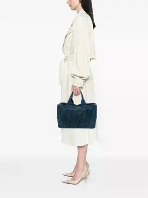 Prada 2013-2026 Denim Canapa Logo Tote Satchel - Blue