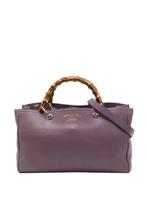 Gucci 2016-2026 Medium Calfskin Bamboo Shopper Satchel - Purple