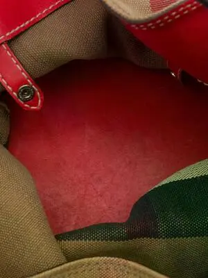 Burberry 2000-2017 Medium Mega Check Canvas Ashby Bucket Bag Satchel