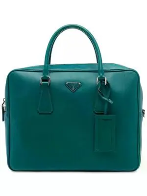 Prada 2013-2026 Saffiano Briefcase Business Bag - Blue