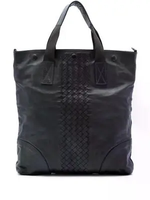 Bottega Veneta 2012-2026 Intrecciato Trimmed Nappa Convertible Tote Satchel - Black