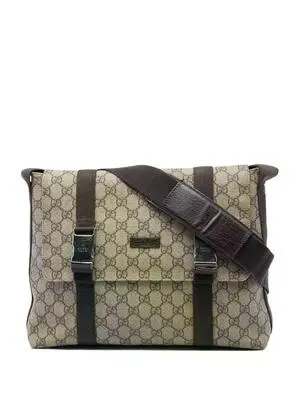 Gucci 2000-2015 Large Gg Supreme Double Buckle Flap Messenger Bag Crossbody Bag