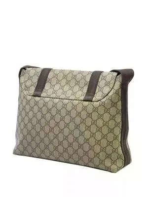 Gucci 2000-2015 Large Gg Supreme Double Buckle Flap Messenger Bag Crossbody Bag