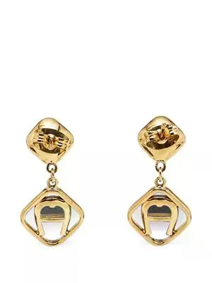 AIGNER Logo Drop Earrings - Gold