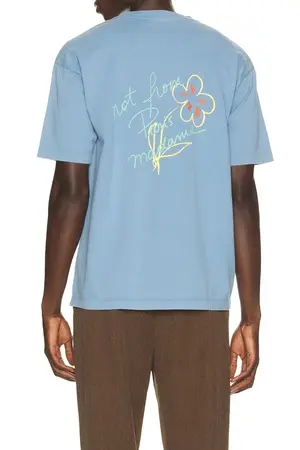 Drole De Monsieur Esquisse Slogan Tee Shirt In Blue