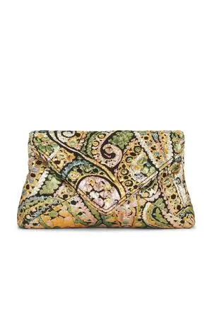 Dries Van Noten Medium Envelope With Chain Bag In Metallic Gold