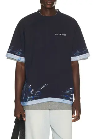 Balenciaga Layered Tee Shirt In Blue