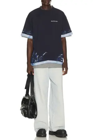 Balenciaga Layered Tee Shirt In Blue