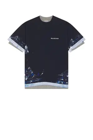 Balenciaga Layered Tee Shirt In Blue