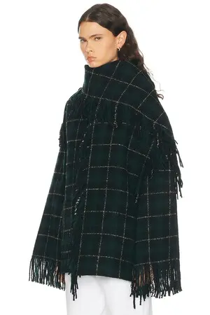 TOTEME Fringed Scarf Jacket In Green - Pine & Black