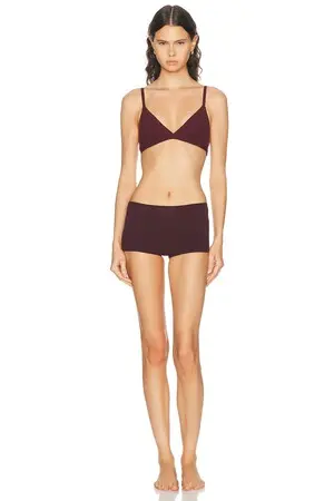 SKIMS Everyday Cotton Boyshort In Burgundy - Currant