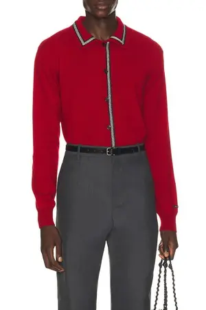 Marni Cardigan With Polo Cardigan In Red