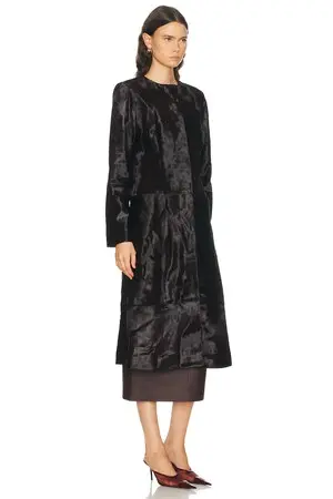 Simkhai Bowie Collarless Coat In Burgundy