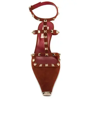 Valentino Garavani Rockstud Ankle Strap Kitten Heel In Red