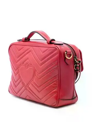 Gucci 2016-2026 Small Gg Marmont Matelasse Leather Top Handle Satchel - Red