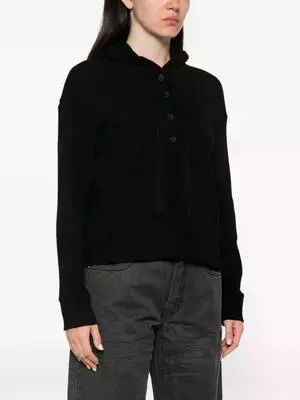 BOBI Waffle-knit Button-front Hoodie