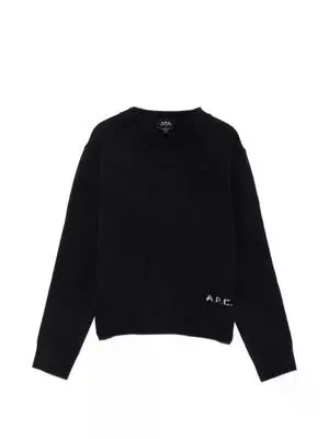 A.p.c. Anna Logo-intarsia Wool Sweater - Blue