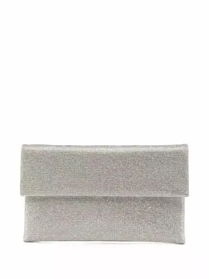 TWENTY FOURHAITCH Crystal-embellished Envelope Shoulder Bag - Silver