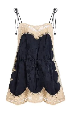Sea Shay Lace-trimmed Jacquard Camisole Top - Navy