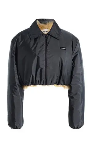 Miu Miu Shearling-lined Tech-fabric Blouson Jacket - Blue