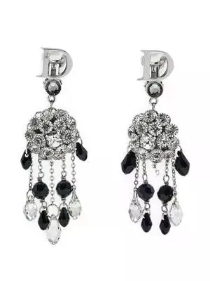 Dior Logo Crystal Chandelier Earrings - Silver