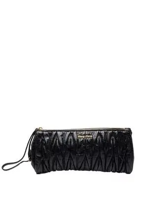 Miu Miu 2010-2026 Matelasse Nappa Lux Wristlet Clutch Bag - Black