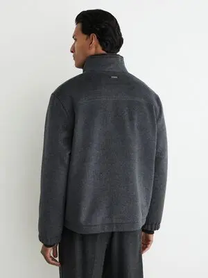 REISS Oscar Wool-blend Faux-fur Trim Funnel Jacket