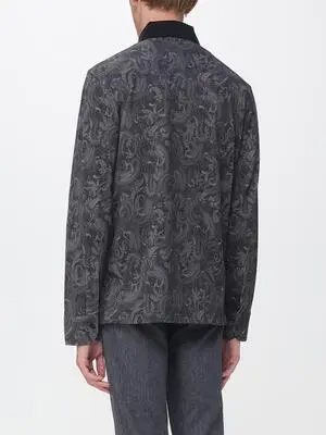 Etro Long-sleeved Paisley Print Cotton Piqué Polo Shirt