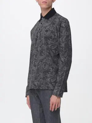 Etro Long-sleeved Paisley Print Cotton Piqué Polo Shirt