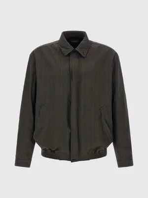 Comme Des Garçons Striped Polyester Shirt Jacket With Concealed Closure