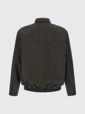 Comme Des Garçons Striped Polyester Shirt Jacket With Concealed Closure