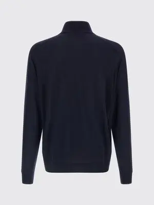 Kiton Pure Wool Half-zip Roll Neck Jumper With Ribbed Trims - Blue