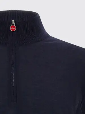 Kiton Pure Wool Half-zip Roll Neck Jumper With Ribbed Trims - Blue