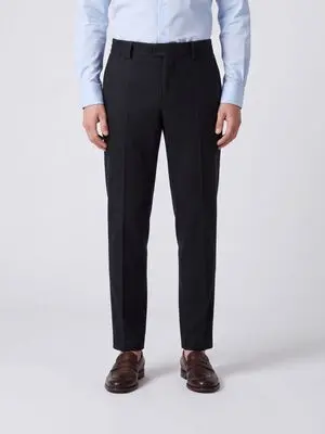PT TORINO Straight Fit Pleated Wool And Cashmere Tailored Trousers - Black