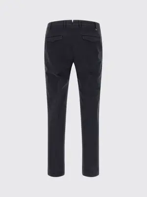 PT TORINO Slim Fit Pleated Stretch Cotton Chinos With Off-centre Closure - Blue