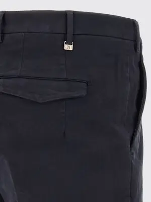 PT TORINO Slim Fit Pleated Stretch Cotton Chinos With Off-centre Closure - Blue