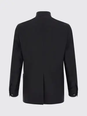 LARDINI Slim Fit High-neck Single-breasted Stretch Virgin Wool Blazer