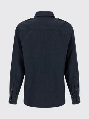 Brunello Cucinelli Long-sleeved Shirt In Pure Virgin Wool With Epaulettes