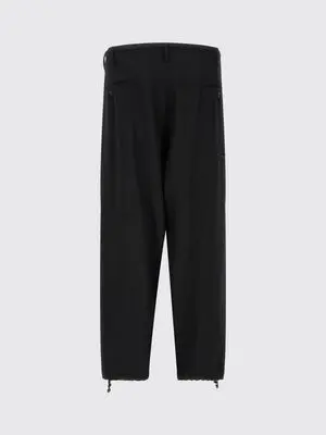 Yohji Yamamoto Wide-leg Pure Wool Trousers With Drawstring Hems
