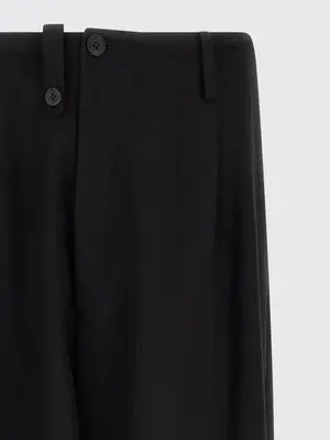 Yohji Yamamoto Wide-leg Pure Wool Trousers With Drawstring Hems