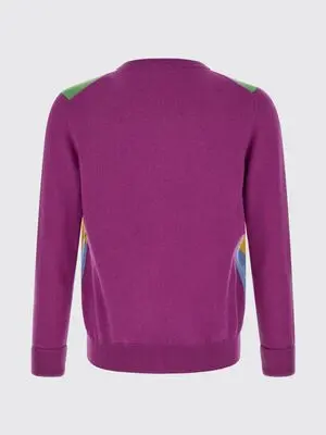 BALLANTYNE Argyle Pattern Pure Cashmere V-neck Jumper - Violet