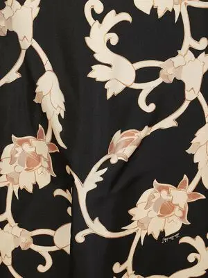 La DoubleJ Long Evening Gown In Silk With Floral Embroidery And Feathers - Multicolor