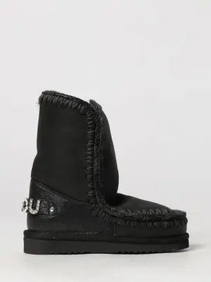 Mou Eskimo Nubuck Ankle Boots With Rhinestone Logo And Exposed Stitching