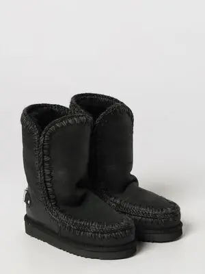 Mou Eskimo Nubuck Ankle Boots With Rhinestone Logo And Exposed Stitching