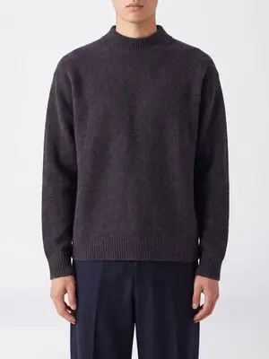 PAOLO PECORA Wool Blend Mock Neck Jumper With Dropped Shoulders - Brown