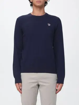 Paul Smith Logo-embroidered Merino Wool And Cotton-blend Crewneck Jumper - Blue